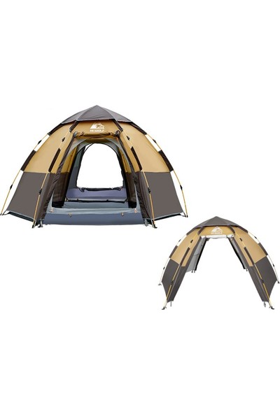 Hewolf HW-Z1789 5-8 Kişilik Su Geçirmez Altıgen Kamp Çadırı - Kahverengi (Yurt Dışından)
