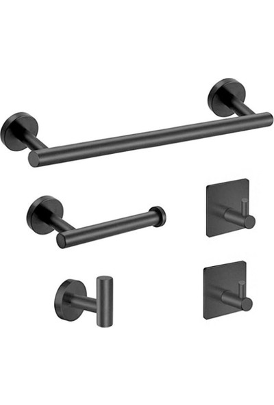 Sanlindou 5'li Paslanmaz Çelik Banyo Havluluk Seti - Siyah (Yurt Dışından)