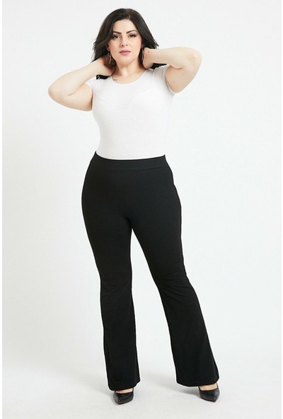 Aslook Büyük Beden Ispanyol Paça Kumaş Pantolon