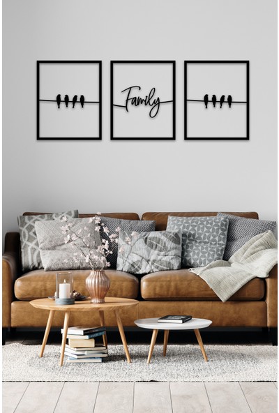 Leyya Dekor Family 3'lü Aile ve Kuşlar Dekoratif Tablo 45X120 cm Leyya Dekor Family 3'lü Aile ve Kuşlar Dekoratif Tablo 45X120 cm