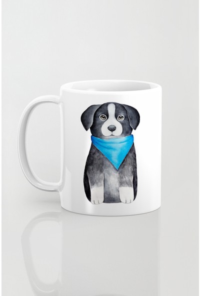 Leyya Dekor Karakalem Köpek Figürlü Kupa Bardak