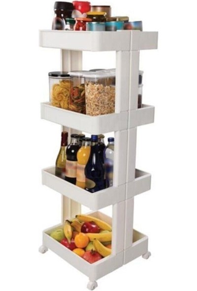 Motek Tekerlekli Modern Organizer Raf 4 Katlı Mr-04 Motek Tekerlekli Modern Organizer Raf 4 Katlı Mr-04