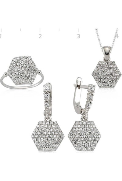 Gumush Gümüş Altıgen Bayan Set