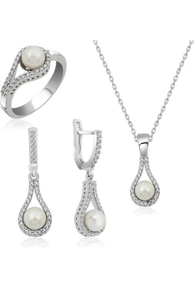 Gumush Gümüş Incili Bayan Set