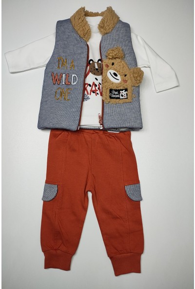 Cracker Baby Peluş Ayı Erkek 3 Lü Takım