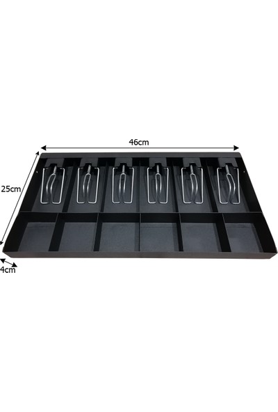 Saypos Metal Çekmece Içi Para Düzenleyici 6 Banknot 6 Bozuk Para Gözlü Para Çekmecesi 46 x 25 x 4cm