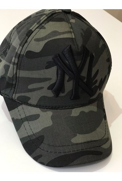 Kamuflajlı New York Yankees Baskılı Şapka Koyu Yeşil Kamuflaj