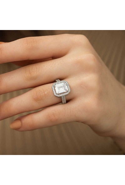 Gumush gümüş Beyaz Baget Bayan Yüzük Gumush gümüş Beyaz Baget Bayan Yüzük