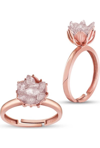 Gumush Gümüş Beyaz Lotus Çiçeği Yüzük