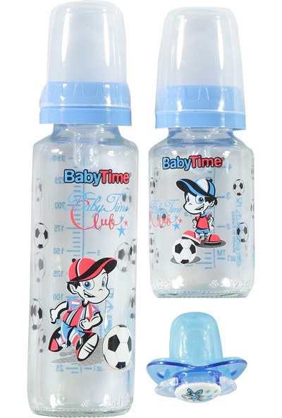 Baby Time 3 Lü Cam Biberon Set - Mavi 0-6 Ay
