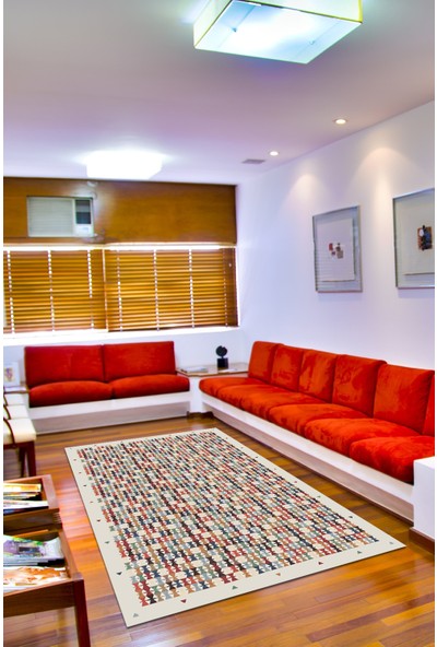 İstanbul Home Evbahar Dijital Baskı Kaymaz Taban (Dot Keçe) Halı