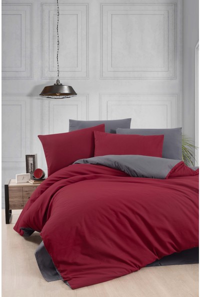 Ranforce Çift Kişilik Nevresim Takımı Bordo Siyah