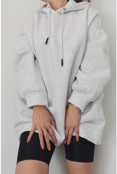 Mano Kadın Gri Oversize Kışlık Sweat