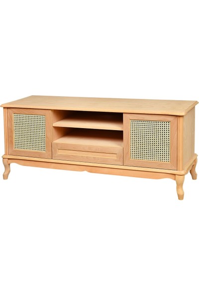 Bendegan 140'LIK Lükens Hasırlı Tv Sehpası cilasız Ham Ahşap