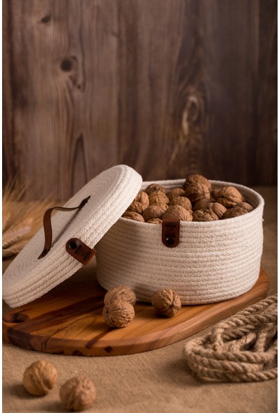 The Gift Think - El Yapımı Kapaklı Dekoratif Çok Amaçlı Sepet