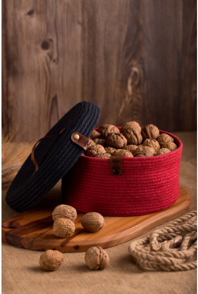 The Gift Think - El Yapımı Kapaklı Dekoratif Çok Amaçlı Sepet