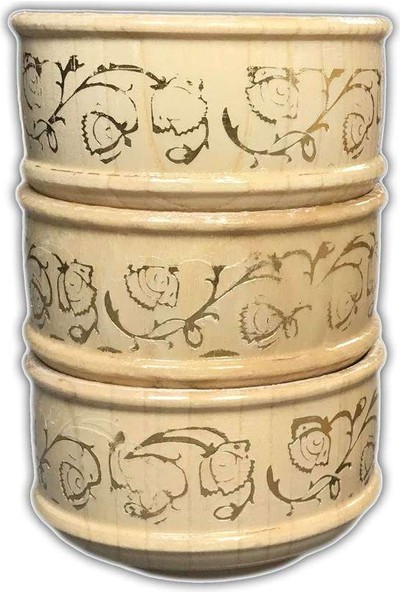 Royaleks Ahşap Yaldızlı Dişbudak Şık Çerezlik 3 Lü Takım 10X6 cm