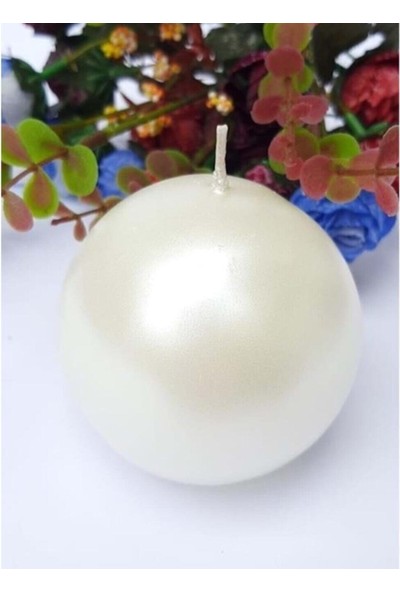 Organizasyon Pazarı Varaklı 10 cm Beyaz Top Mum