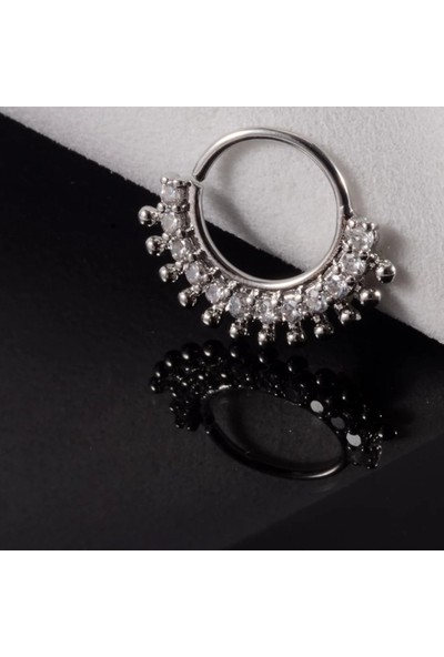 Bylin Zirkon Taşlı Halka Piercing - Halka Çapı 8 mm