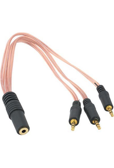 Elektromer 3.5 mm Stereo Dişi / 3 x 3.5 Stereo Erkek 5+1 Kablo Elektromer 3.5 mm Stereo Dişi / 3 x 3.5 Stereo Erkek 5+1 Kablo