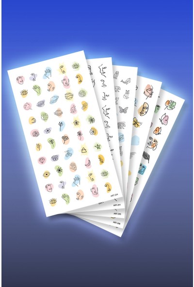Artikel 5'li Tırnak Dövmesi Seti, Tırnak Sticker Seti, Nail Art, Tattoo Artikel 5'li Tırnak Dövmesi Seti, Tırnak Sticker Seti, Nail Art, Tattoo