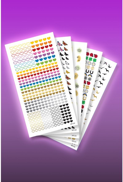 Artikel 5'li Tırnak Dövmesi Seti, Tırnak Sticker Seti, Nail Art, Tattoo Artikel 5'li Tırnak Dövmesi Seti, Tırnak Sticker Seti, Nail Art, Tattoo