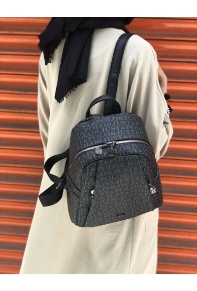 Just Polo Siyah Sırt Çanta ve Cüzdan Kombin