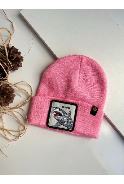 Marsel Butik Açık Pembe Shark Işleme Detaylı Unisex Bere Marsel Butik Açık Pembe Shark Işleme Detaylı Unisex Bere