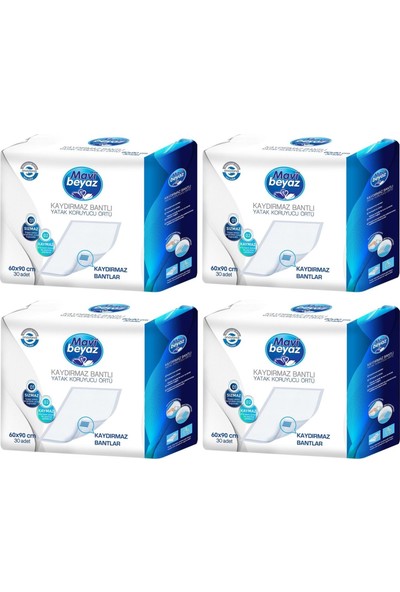 Mavi Beyaz Mavi BeyazMavi Beyaz Hasta Alt Açma Yatak Koruyucu Örtü 60*90 Cm 120 Adet (4pk*30) Kaydırmaz Bantlı Mavi Beyaz Mavi BeyazMavi Beyaz Hasta Alt Açma Yatak Koruyucu Örtü 60*90 Cm 120 Adet (4pk*30) Kaydırmaz Bantlı