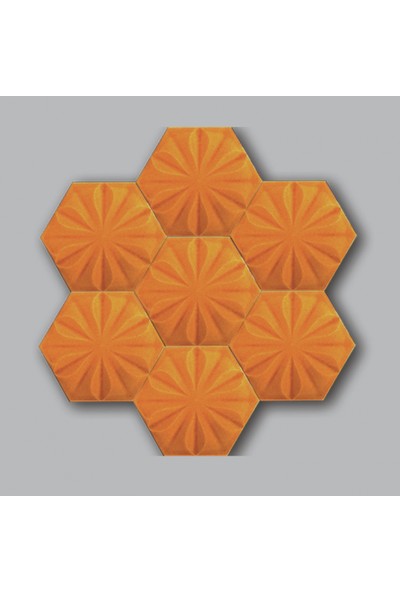 Kütahya Çini Yapı Tasarım SS09-12 Altıgen Seri Tarçın Çiçek 1 Adet