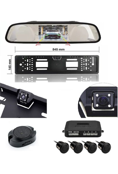 MFK Kamerali Park Sensörü Ayna 4,3