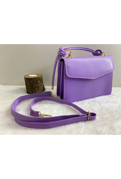 Tubu Sandra Lila Kapaklı Kadın El ve Omuz Çantası