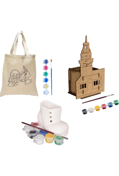 Joy And Toys Jçs4 Puzzle Boyama+Çanta Boyama+Seramik Boyama 3ü1 Arada Aktivite