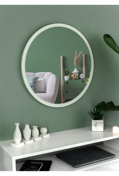 Nysamo 45 cm Beyaz Dekoratif Yuvarlak Antre Hol Koridor Duvar Salon Mutfak Banyo Ofis Aynası Nysamo 45 cm Beyaz Dekoratif Yuvarlak Antre Hol Koridor Duvar Salon Mutfak Banyo Ofis Aynası