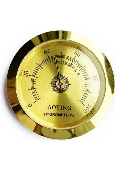AO Analog Higrometre Nem Ölçer Humidor Puro Kutusu Için Metal Çerçeve Sarı 50MM AO Analog Higrometre Nem Ölçer Humidor Puro Kutusu Için Metal Çerçeve Sarı 50MM