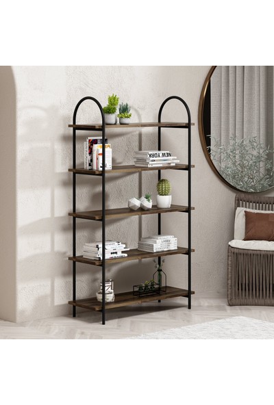 Homeizi Dita 5 Raflı 150CM Metal Ayaklı Kitaplık - Old Style Homeizi Dita 5 Raflı 150CM Metal Ayaklı Kitaplık - Old Style