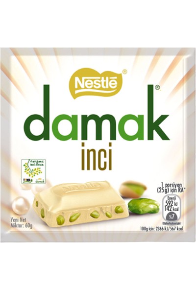 Nestle Damak Inci Kare Beyaz Çikolata 60 gr 6'lı Paket