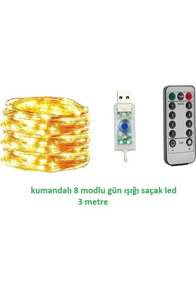 Mikail AVM 8 Fonksiyonlu Uzaktan Kumandalı Günışığı Saçak LED (3 Metre )