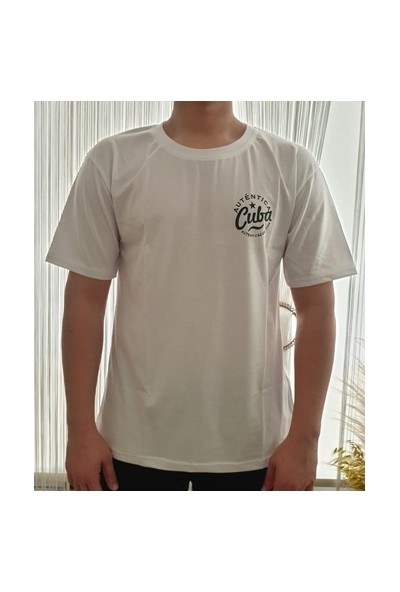 Bisiklet Yaka %100 Pamuk Baskılı Beyaz Erkek Basic T-Shirt M Beden Bisiklet Yaka %100 Pamuk Baskılı Beyaz Erkek Basic T-Shirt M Beden