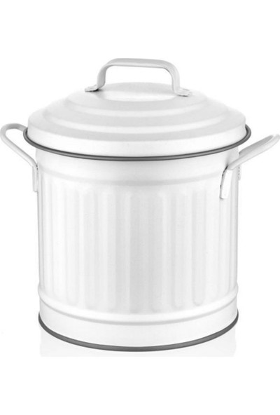 The Mia Çöp Kovası Tezgah Beyaz Gri Galvaniz SML0024