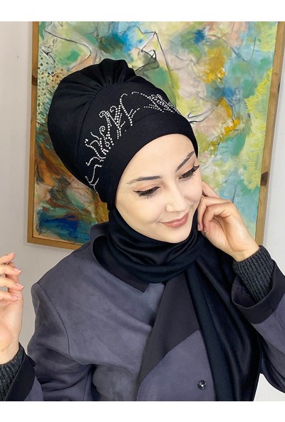 Yoisho Store Siyah Beyaz Taş Baskılı Tsettür Bone Yoisho Store Siyah Beyaz Taş Baskılı Tsettür Bone
