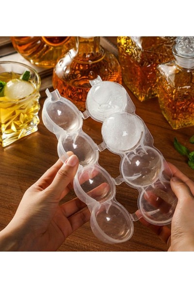 Laqaydükkan34 4 Bölmeli Küre Buz Topu Kalıbı - Yuvarlak Buz Topu Laqaydükkan34 4 Bölmeli Küre Buz Topu Kalıbı - Yuvarlak Buz Topu