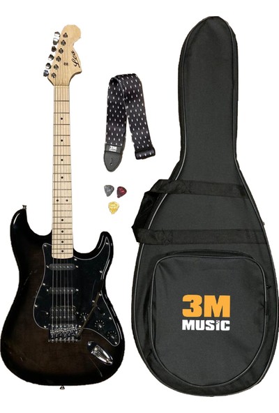 Lea Hss Manyetik Strat Kasa Elektro Gitar Siyah Kılıf Askı Pena Dahil Set Lea Hss Manyetik Strat Kasa Elektro Gitar Siyah Kılıf Askı Pena Dahil Set
