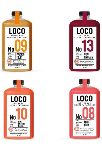 Loco 4'lü Artizanal Alkolsüz Kokteyl Karışımı Taze Sıkma Kokteyl Mix Small Box 1 Loco 4'lü Artizanal Alkolsüz Kokteyl Karışımı Taze Sıkma Kokteyl Mix Small Box 1