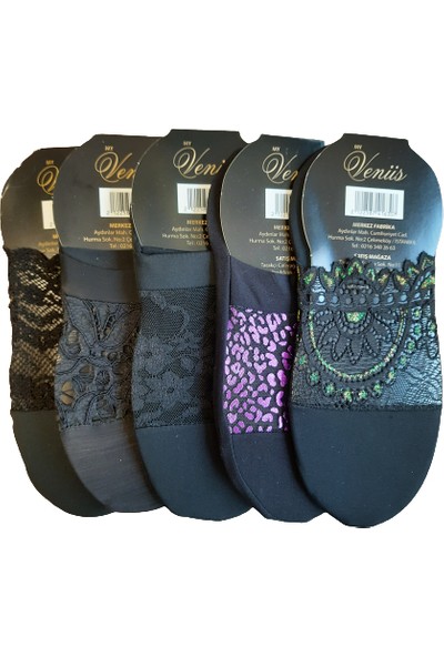 Venüs Kadın Dantelli/desenli Babet Çorap 5’li Paket