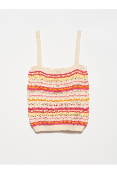 Dilvin 10149 Askılı Çizgili Triko Atlet-Fuşya Dilvin 10149 Askılı Çizgili Triko Atlet-Fuşya