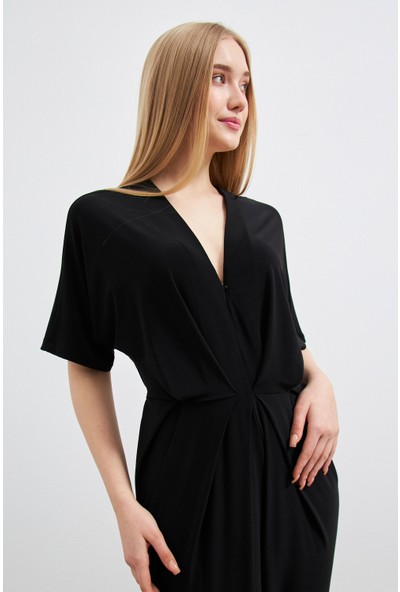 V Yakalı Tulum - Siyah