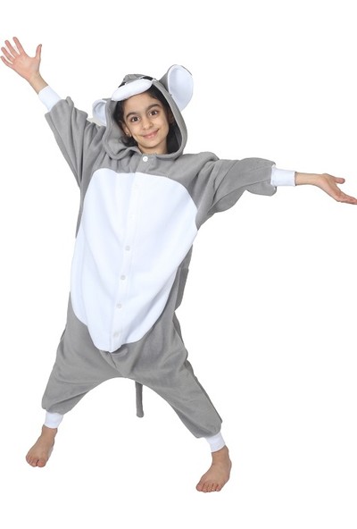 Yüsü Çocuk Kigurami Gri Kedi Tom Kostümü