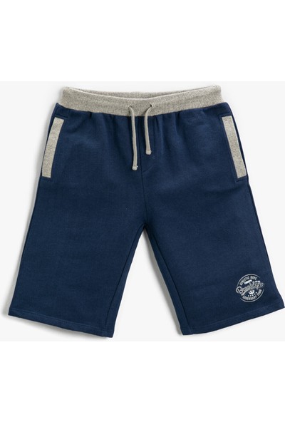 Koton Erkek Çocuk Slogan Baskılı Şort Pamuklu Beli Bağcıklı