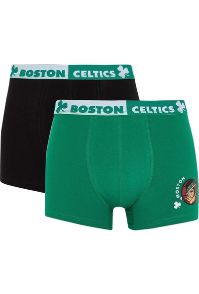Defacto Fit Nba Boston Celtics Lisanslı Slim Fit Pamuklu 2li Örme BOXER U9291AZ22SP